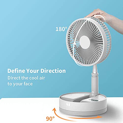 AIHANCH Portable Standing Fan, Foldable 10800mAh Rechargeable Battery Operated Fan, 4 Speeds Height Adjustable Oscillating Floor Fan for Bedroom with Remote Timer Night Light for Home Outdoor Camping