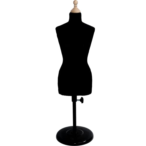 lavandeform Half Scale Dress Form (Not Full Size Body ) Female Mini for Clothing and Jewelry Display Usage Fabric Foam Body Fully Pinnable (Black)