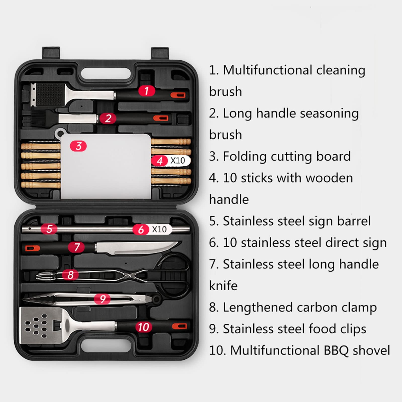 CYXI Camp Cooking Utensil Set & Outdoor Kitchen Gear-29 Piece Cookware Kit, Portable Compact Carry Case,Grill Accessories for Travel, Picnics, RVs, Camping, BBQs, Parties