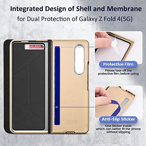 NINKI Compatible Magnetic Leather Case for Samsung Galaxy Z Fold 4 Case with Screen Protector and Stand 2022 Luxury Business Protective Samsung Z Fold 4 5G Phone Case with S Pen Holder Women- Red