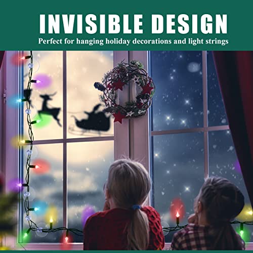 Miuezuth Christmas Light Suction Cups, Mini Holiday Light String Hooks Holders, Clear Rope Light Caddy Window Glass Suction Cup Clips Hang Seasonal Lights & Xmas Decorations (100 Pcs)