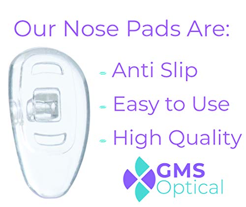 GMS Optical Soft Silicone D-Shaped Screw-in Nose Pads for Glasses, Sunglasses, and Eye Wear - 15mm (5 Pair)