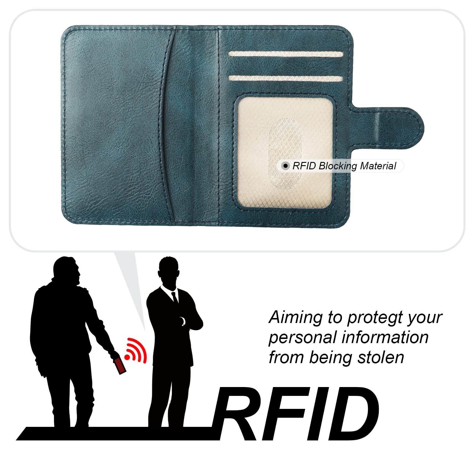 Bocasal Wallet Case for iPhone 14 Compatible with MagSafe Magnetic RFID Blocking Detachable Premium PU Leather Flip Case with Card Slots Holder Kickstand Wireless Charging 6.1 Inch (Blue)