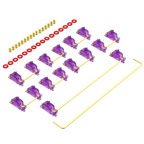 DUROCK Stabilizers V2, Screw in Stabilizers with 2u 6.25u 7u Wires, PCB Mount Keyboard Stabilizers for Mechanical Keyboards (V2 Purple 100% Kit)