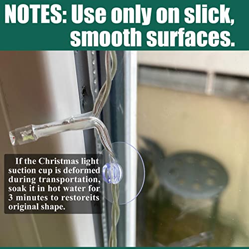 Miuezuth Christmas Light Suction Cups, Mini Holiday Light String Hooks Holders, Clear Rope Light Caddy Window Glass Suction Cup Clips Hang Seasonal Lights & Xmas Decorations (100 Pcs)
