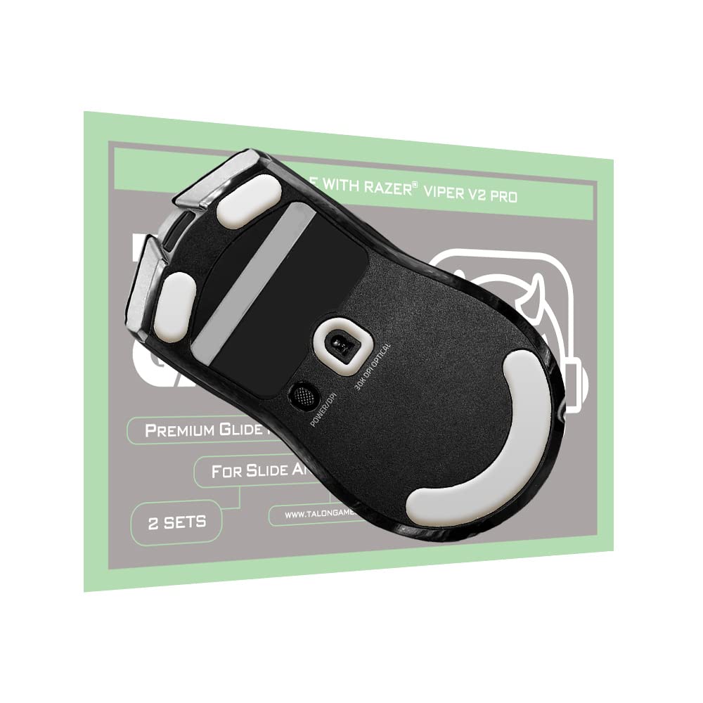 2Sets of TALONGAMES Rounded Curved Edges Mouse Feet Skates Compatible with Razer Viper V2 Pro Wireless Gaming Mouse Feet Replacement,0.8mm,Pure PTFE Material with Super Smooth Glide Pads