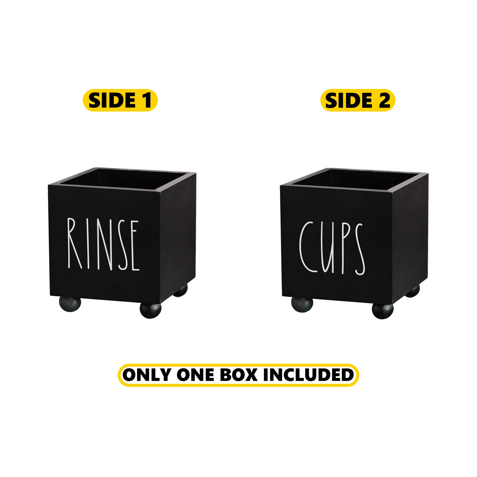 Bathroom Cup Dispenser, Farmhouse Dixie Cup Holder, 3 oz 5 oz Paper Mouthwash Cup Storage Box, Wooden Disposable Cup Caddy, Water Dispenser Cup Holder for Counter top (Black)