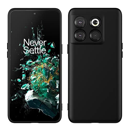 Foluu Silicone Case for OnePlus 10T, for OnePlus 10T 5G Liquid Gel Rubber Bumper Case with Soft Microfiber Lining Cushion Slim Hard Shell Shockproof Protective Cover for OnePlus 10T 2022 (Black)