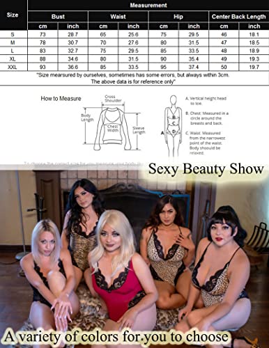 Avidlove Sexy Lingerie for Women Lace Deep V Bodysuit Snap Crotch Teddy Black S