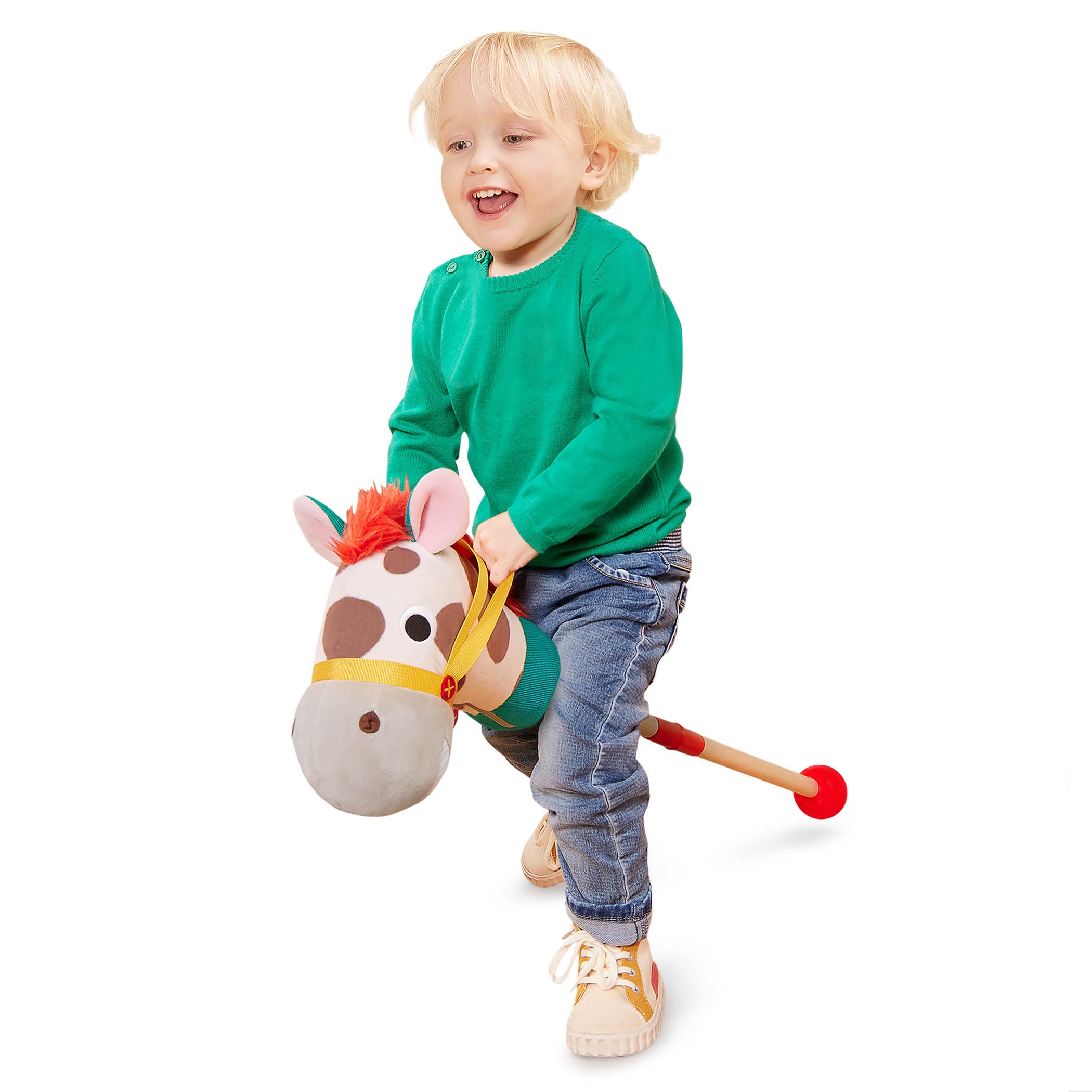 Battat – Classic Hobby Horse – Plush Stick Horse – Wooden Pole & Sensory Textures – Realistic Sounds – 2 Years + – Pony Pal