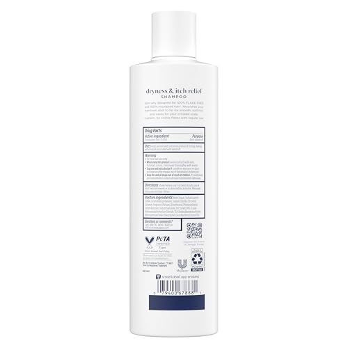 Dove Damage Therapy Derma Shampoo Dryness + Itch Pack of 6 for Flaky Scalp with Pyrithione Zinc and Coconut Oil 12 Fl Oz