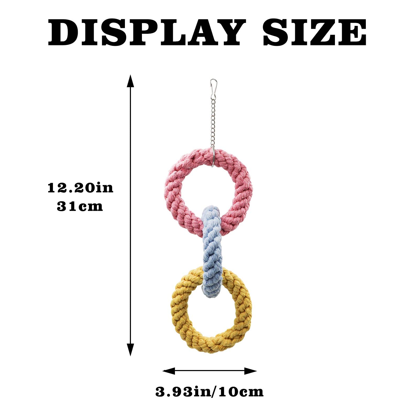 2 Pack Sugar Glider Hanging Three-Ring Climbing Toys, Colorful Sugar Glider Swing Toys, Sugar Glider Hamster Rats Toys, Cage Accessories for Sugar Glider Ferret Hamster Squirrel Chinchilla Parrots