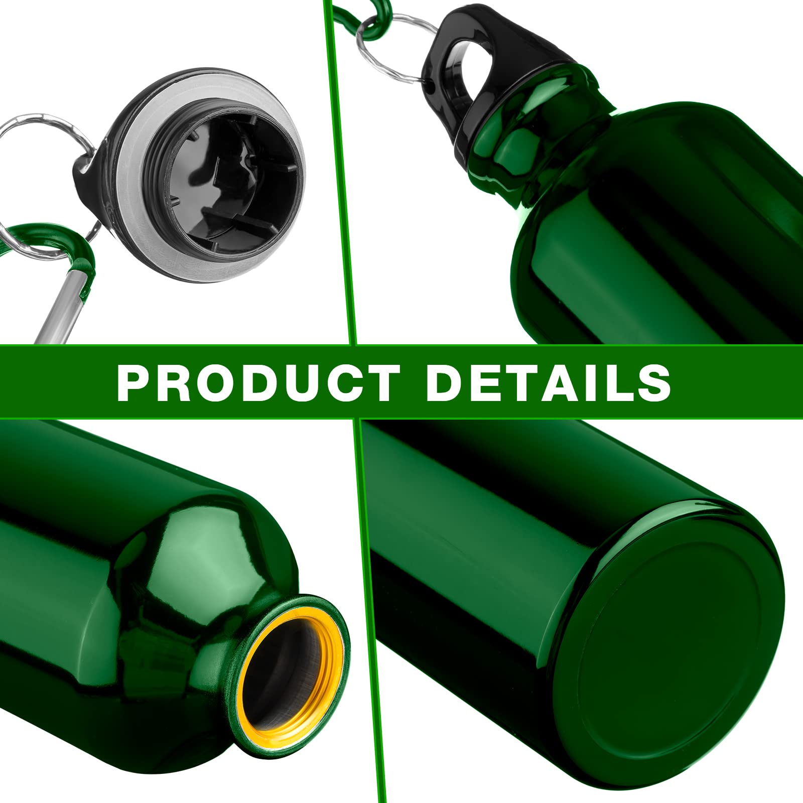 Gandeer 16 Pcs Aluminum Water Bottle Bulk 17 oz Reusable Backpacking Leak Proof Water Bottles with Buckle and Twist Cap for Camping Sports Travel(Bright Color)