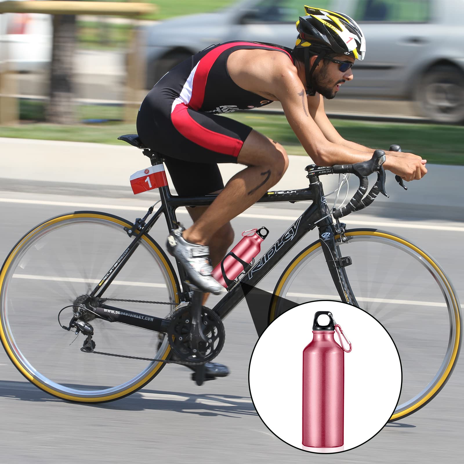 Gandeer 16 Pcs Aluminum Water Bottle Bulk 17 oz Reusable Backpacking Leak Proof Water Bottles with Buckle and Twist Cap for Camping Sports Travel(Bright Color)