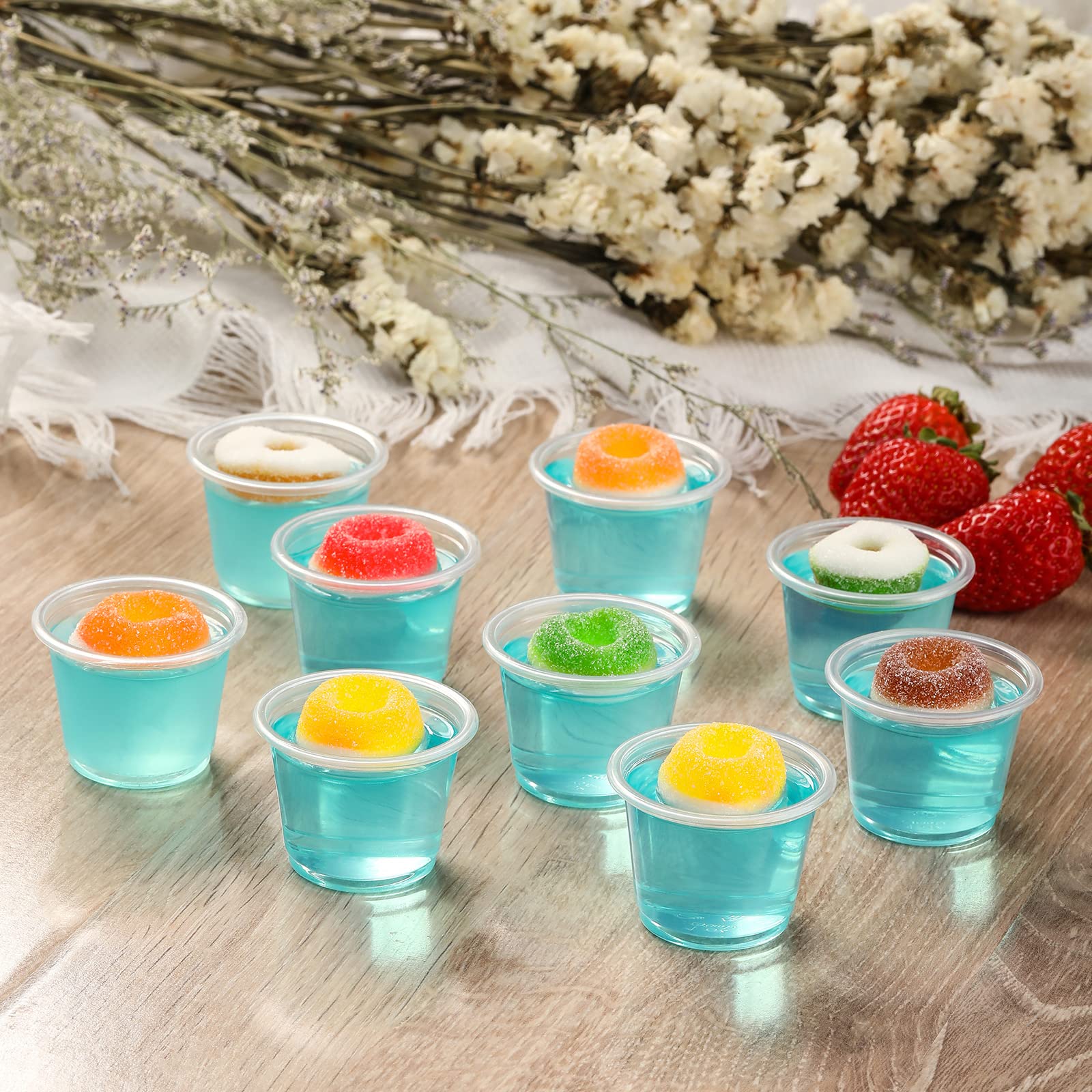 [260 Sets - 1 oz ] Jello Shot Cups, Small Plastic Containers with Lids, Airtight and Stackable Portion Cups, Salad Dressing Container, Dipping Sauce Cups, Condiment Cups for Lunch, Party, Trips