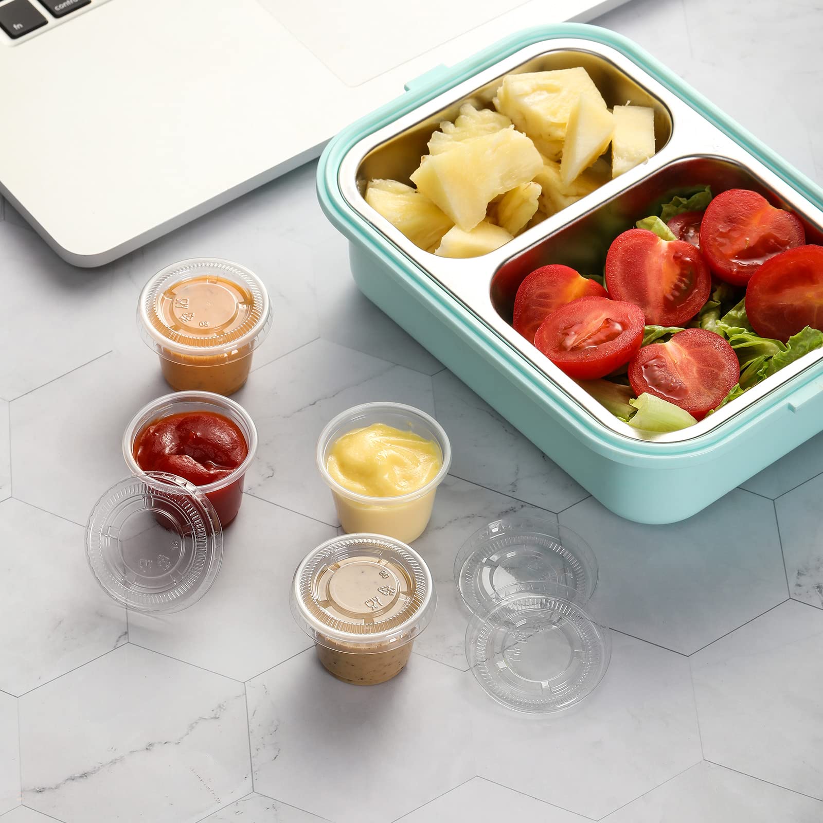 [260 Sets - 1 oz ] Jello Shot Cups, Small Plastic Containers with Lids, Airtight and Stackable Portion Cups, Salad Dressing Container, Dipping Sauce Cups, Condiment Cups for Lunch, Party, Trips