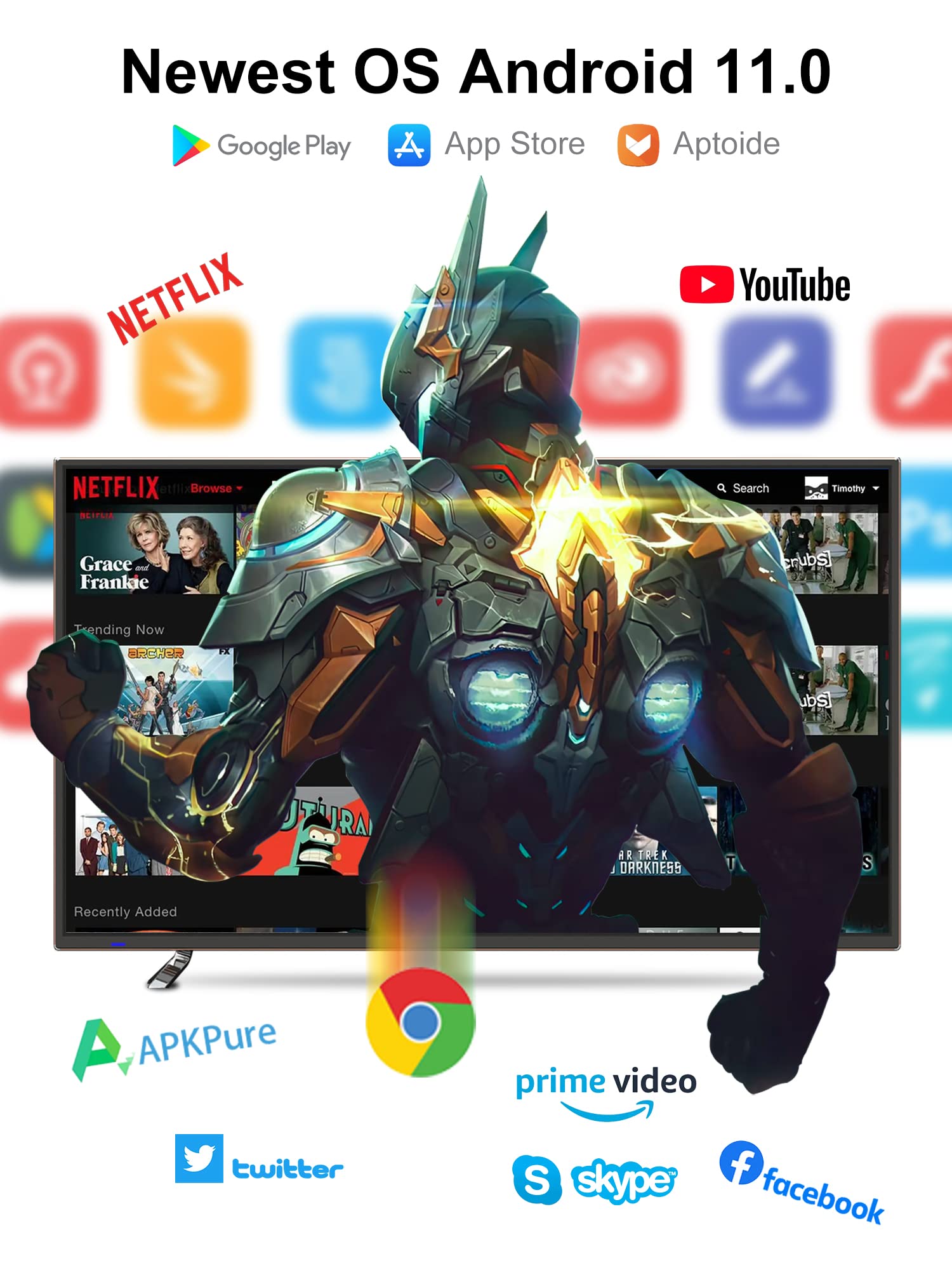 Android 11.0,2023 Smart TV Box RK3318 4GB 32GB Support 2.4G 5.8G WiFi Bluetooth 4.1 Ethernet LAN 3D 4K Video Android Box Set Top TV Box