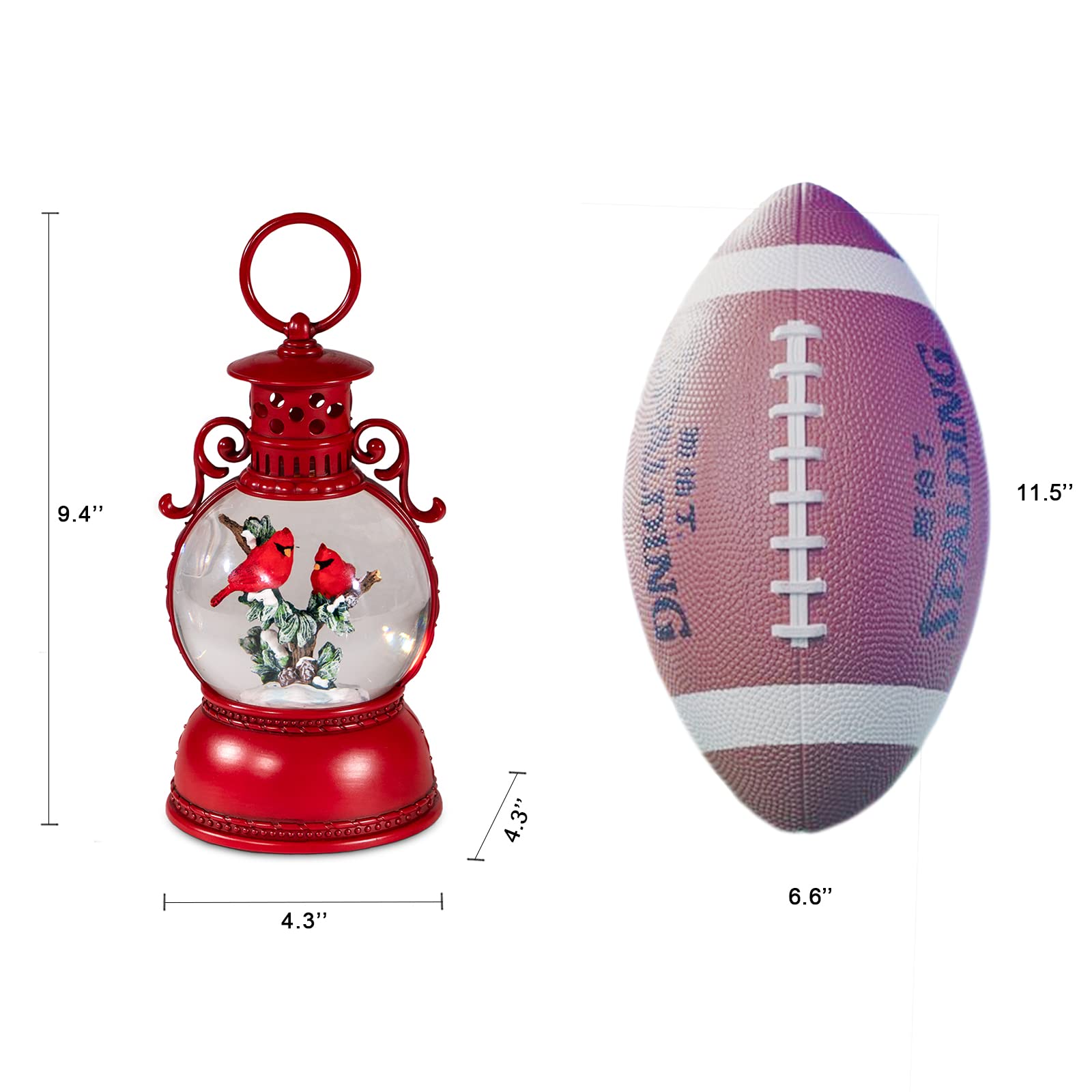 Christmas Snow Globes, Cardinal Christmas Water Globes with 8 Songs, 6H Timer Battery & USB Powered Glitter Snow Globe Music Box Suitable for Christmas Home Decorations Holiday Party Gifts
