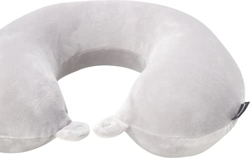 Broosktone Travel Neck Pillow - Lightweight Fleece Casing Extra Comfort Memory Foam - U-Shaped Neck Pillow for Travelling, Grey