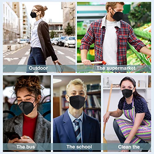 XINYA BAO KN95 Face Masks, Breathable Comfortabl, Adults Black KN95 Masks, 5-Ply Breathable Safety Masks Against PM2.5, Filter Efficiency ≥95%, Packs of 50 PCS.