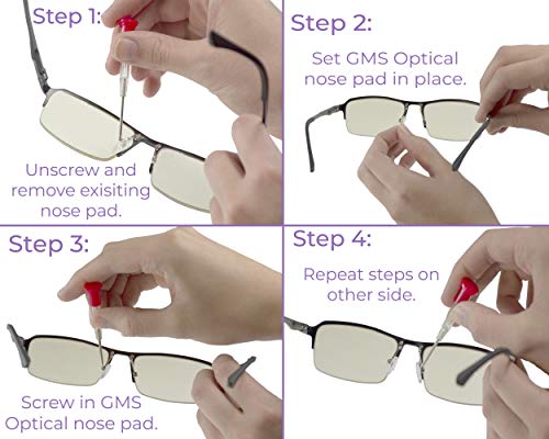 GMS Optical Soft Silicone D-Shaped Screw-in Nose Pads for Glasses, Sunglasses, and Eye Wear - 15mm (5 Pair)