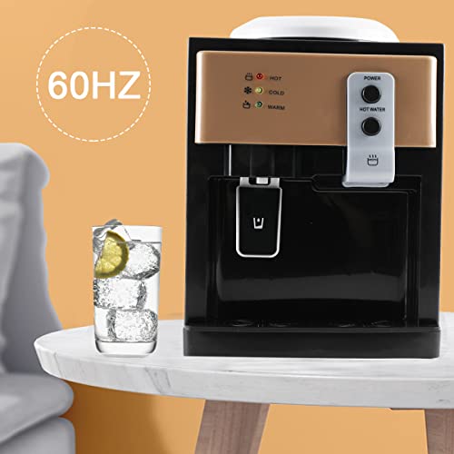YILIKISS Top Loading Countertop Water Cooler Dispenser, Room Temperature, Hot & Cold Water Dispenser, Holds 3 & 5 Gallon Bottles, Mini Desktop Table Electric Drinking Machine