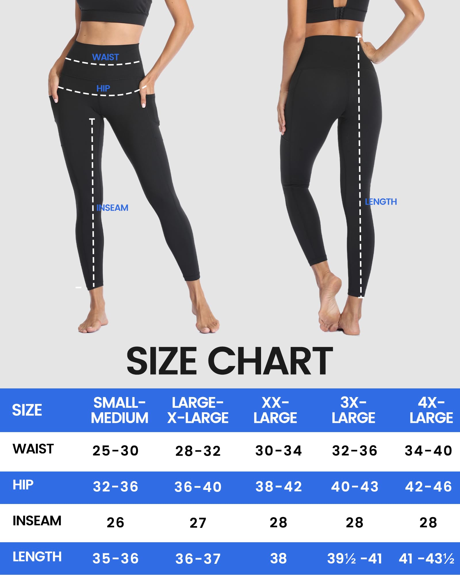 3 Packs Leggings with Pockets for Women, Soft High Waisted Tummy Control Workout Yoga Pants (Reg & Plus Size)