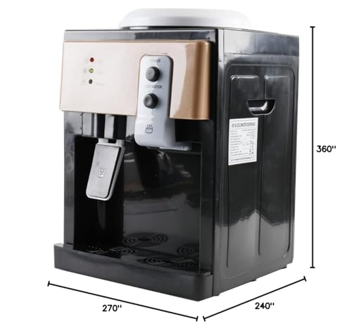 YILIKISS Top Loading Countertop Water Cooler Dispenser, Room Temperature, Hot & Cold Water Dispenser, Holds 3 & 5 Gallon Bottles, Mini Desktop Table Electric Drinking Machine