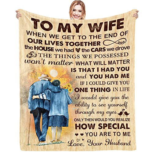 Gift for Wife Romantic Gifts for Her I Love You Anniversary Wedding Birthday Gifts Ideas for Women to My Wife Blanket Christmas Valentines Mothers Day Presents from Husband Throw Blanket 60"x 50"