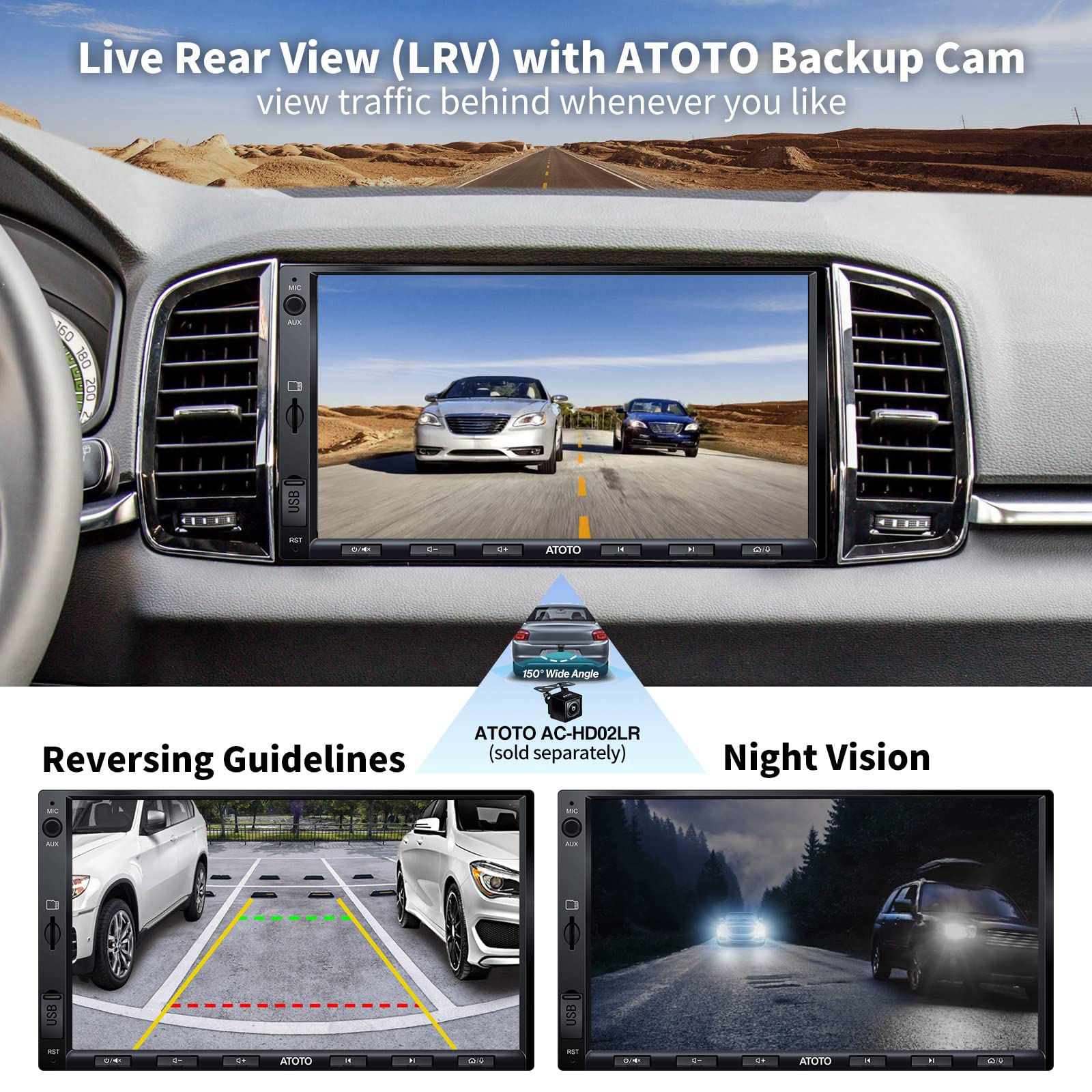 ATOTO F7 WE 7inch Double DIN Car Stereo, Wireless CarPlay & Wireless Android Auto, Touchscreen Car Radio with Bluetooth, Mirror Link, HD LRV, Quick Charge, FM/AM, GPS Navi, Voice Control, F7G2A7WE