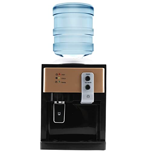 YILIKISS Top Loading Countertop Water Cooler Dispenser, Room Temperature, Hot & Cold Water Dispenser, Holds 3 & 5 Gallon Bottles, Mini Desktop Table Electric Drinking Machine