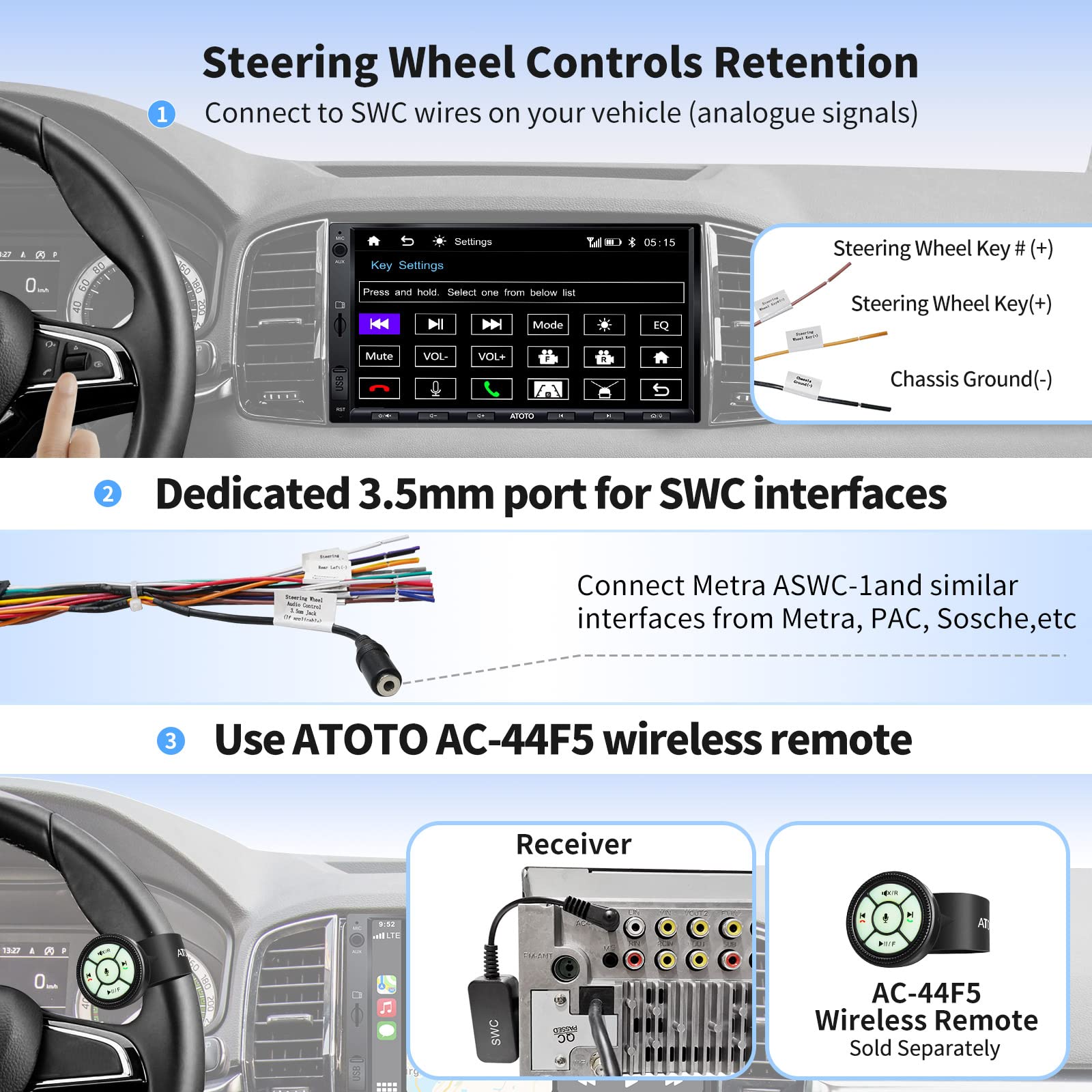ATOTO F7 WE 7inch Double DIN Car Stereo, Wireless CarPlay & Wireless Android Auto, Touchscreen Car Radio with Bluetooth, Mirror Link, HD LRV, Quick Charge, FM/AM, GPS Navi, Voice Control, F7G2A7WE