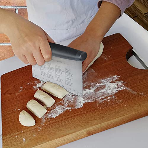 ALLTOPĀ® Bench Scraper & Chopper,Stainless Steel Blade Knife,Pastry Cutter for Pasta Dough Bread Cake Baking,Multi-purpose Kitchen Tool with Scale Ruler - Set of 2 Pack