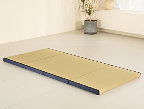 MustMat Thick Tatami Mat Twin XL Floor Mattress Japanese Tatami Bed with Storage Bag 39 x 80 x 2 in (Blue)