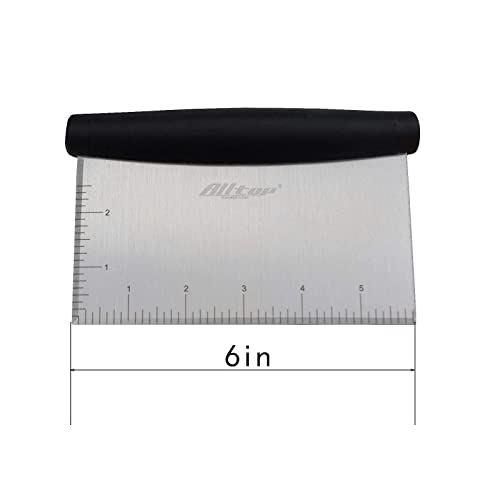 ALLTOPĀ® Bench Scraper & Chopper,Stainless Steel Blade Knife,Pastry Cutter for Pasta Dough Bread Cake Baking,Multi-purpose Kitchen Tool with Scale Ruler - Set of 2 Pack