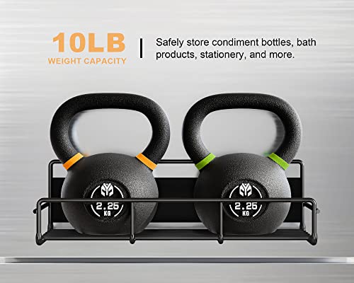 Trouwids Magnetic Spice Rack for Refrigerator, 4 Pack Magnetic Shelf Spice Rack Organizer, Metal Magnetic Fridge Shelf with 8 Hooks for Kitchen Fridge Magnet Organizer for Spice Storage (4 Pack, Black)