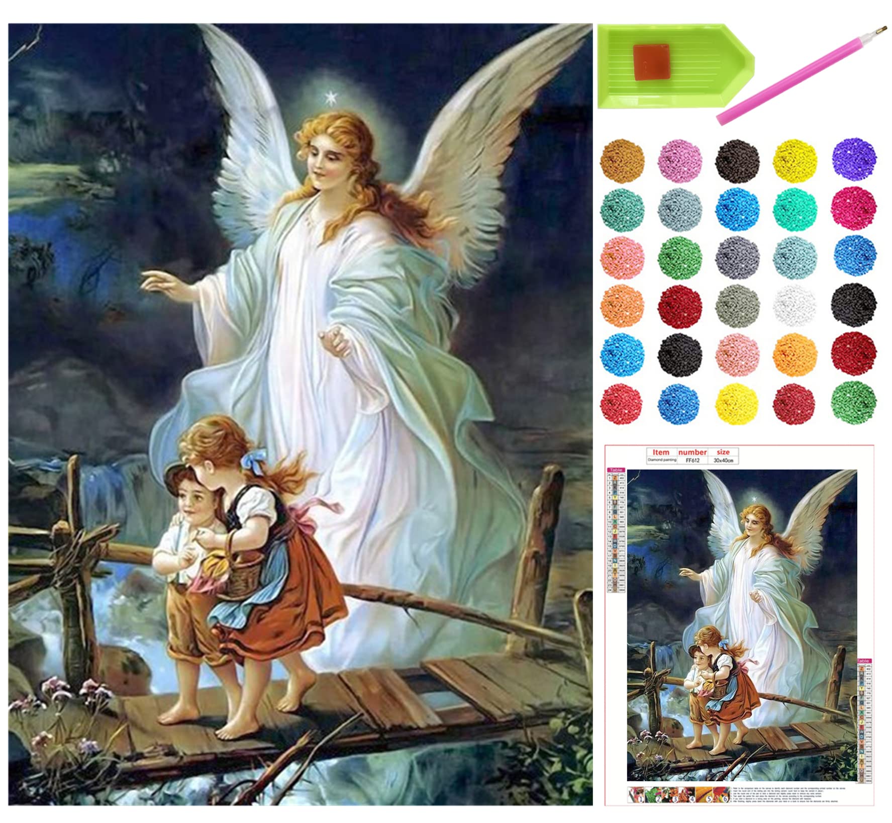 liziciti DIY Diamond Painting Kits for Adults Beginner and Kids, "Angels Around You" Full Drills 5D Diamond Mosaic Paintings for Home Wall Décor, 12" x 16"