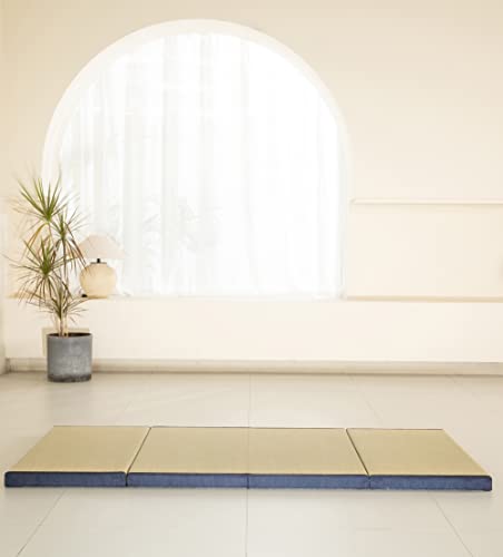 MustMat Thick Tatami Mat Twin XL Floor Mattress Japanese Tatami Bed with Storage Bag 39 x 80 x 2 in (Blue)