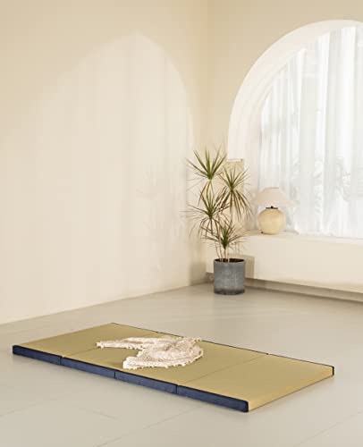 MustMat Thick Tatami Mat Twin XL Floor Mattress Japanese Tatami Bed with Storage Bag 39 x 80 x 2 in (Blue)