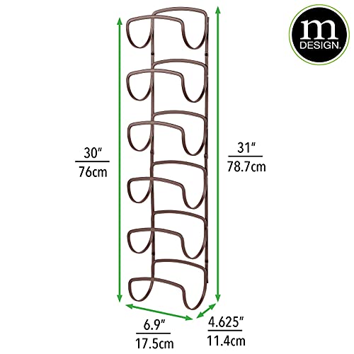 mDesign Steel Towel Holder for Bathroom Wall - Wall Mounted Organizer for Rolled Towels and Bath Robes - Six Level Wall Mount Towel Storage Rack - Bathroom Towel Organizer - Hyde Collection - Bronze