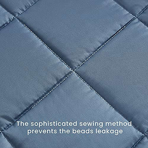 SLEEP ZONE Reversible Cooling Weighted Blanket 20 lbs Queen 60x80 inches Pressue Relief Blanket for Adults with Premium Glass Beads (Blue+Grey)