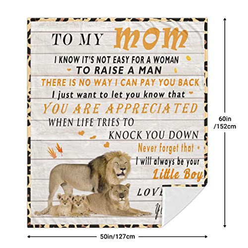 JERHTUO Gifts for Mom from Son, Love Letter Personalized Flannel Throw Blanket Birthday Christmas Thanksgiving Gifts Fits Couch Sofa Bedroom 50"x60"