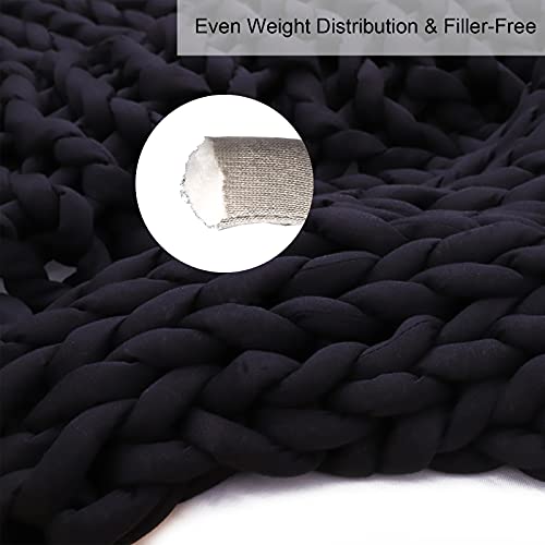 FindPanda Handmade Chunky Knit Weighted Blanket Throw, Cooling Weighted Blanket Queen Size 15 pounds, Breathable and Comfortable Knit Weighted Blankets for Home Décor(Black, 60"×80" 15 lbs)