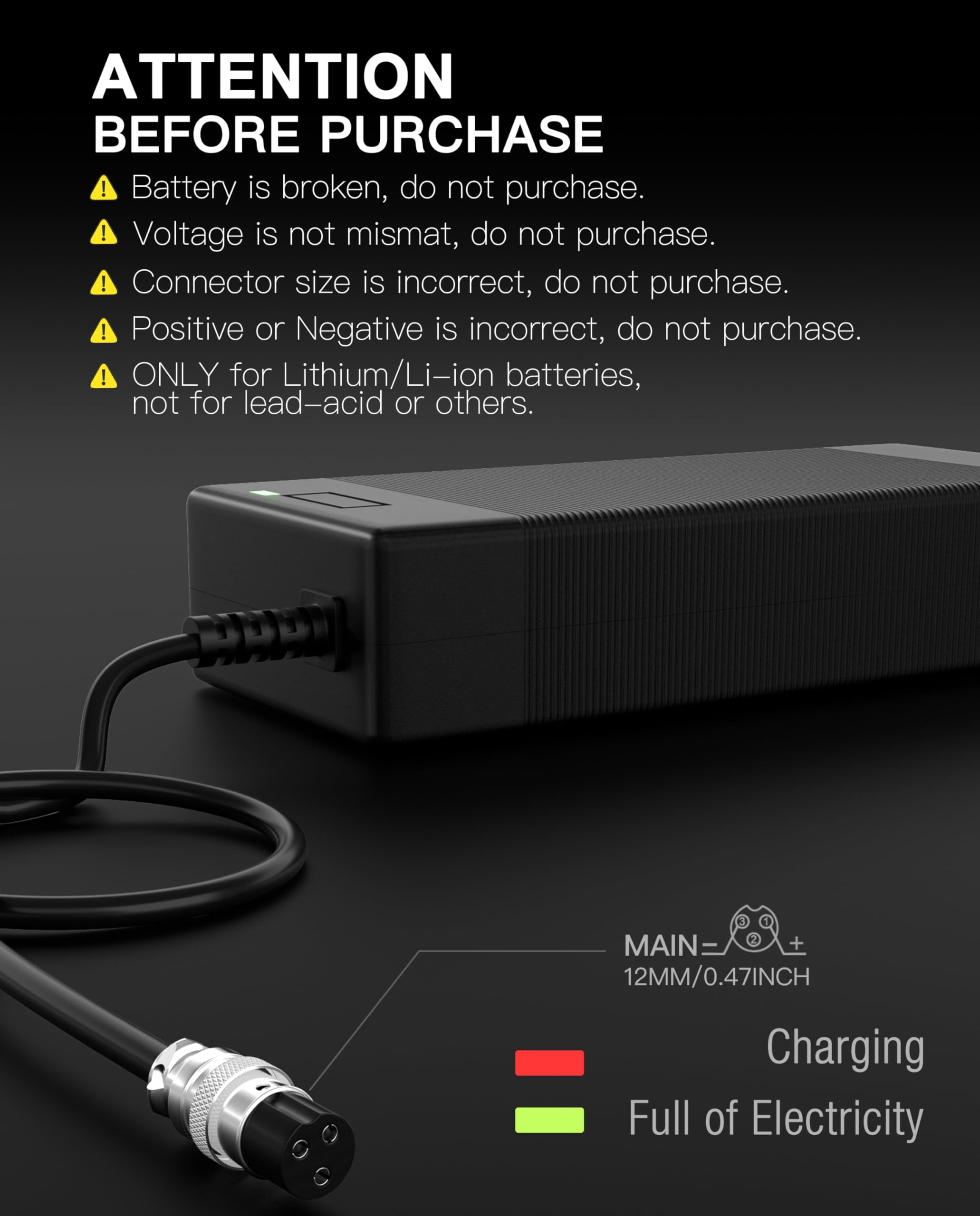 stio Universal Battery Charger for Razor, 29.4V 2A Power Supply 3Prong DC5.5-2.5/2.1 XLR Connector for Wheelchairs, Dirt Quad, Sports Mod 24V Lithium Battery Power Adapter