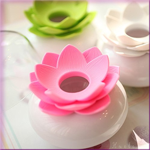 Cafurty Lotus Flowers Cotton Swab Holder, Q-tip Toothpicks Storage Organizer, Bathroom Vanity Canister (Green / Pink)