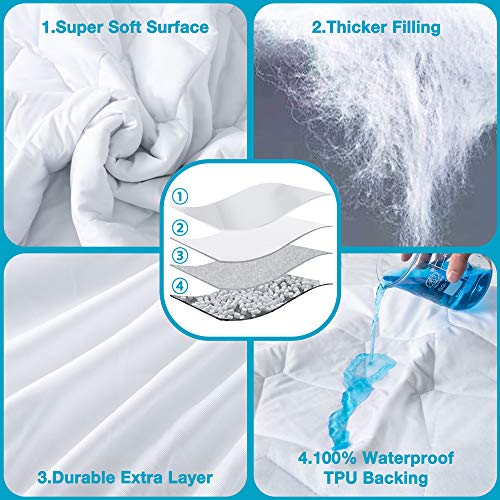 Full Size Mattress Protector, Waterproof Breathable Noiseless Full Size Mattress Pad with Deep Pocket for 6-16 inches Mattress, White