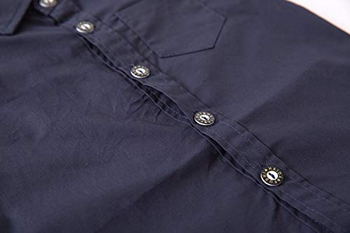 stylesilove Toddler Little Boy Long Sleeve Cotton Button Down Shirt for Casual, Formal Event and Special Occasions (Navy Blue, 2T)