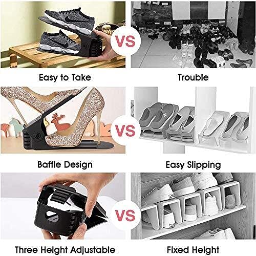ZXY-NAN 10Pcs Shoe Slots Organizer Adjustable Shoe Stacker Double Deck Shoe Rack Holder Compatible with Closet Organization Home Yoga Studio Home Organization