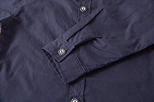 stylesilove Toddler Little Boy Long Sleeve Cotton Button Down Shirt for Casual, Formal Event and Special Occasions (Navy Blue, 2T)