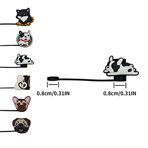 6 Pieces Cute Drinking Straw Caps Cover for 6-8 mm Reusable Drinking Straw Tips Lids Dust-Proof Straw Plugs(Kitten, Puppy)